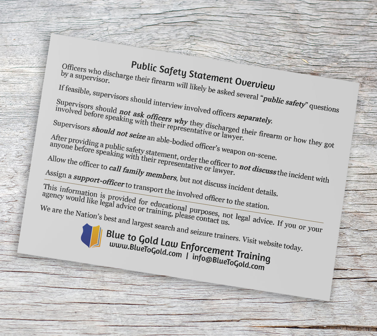 Public Safety Statement Card FREE SHIPPING! – Blue to Gold Store