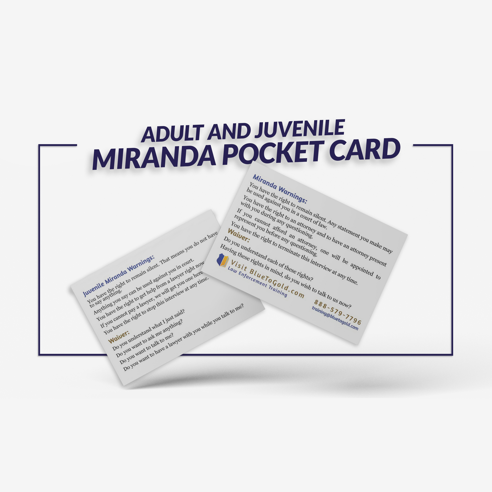Adult and Juvenile Miranda Pocket Card FREE SHIPPING! – Blue to Gold Store